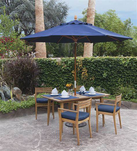 PROVENCE NAVY STRIPED TREASURE GARDEN 9' WOOD POST QUAD PULLEY LIFT UM ...