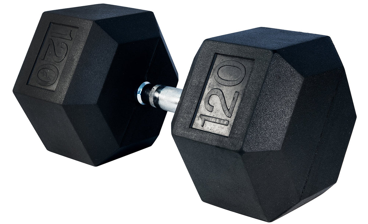 Rubber Hex Dumbbell, 120lbs — Fitness Depot Ottawa